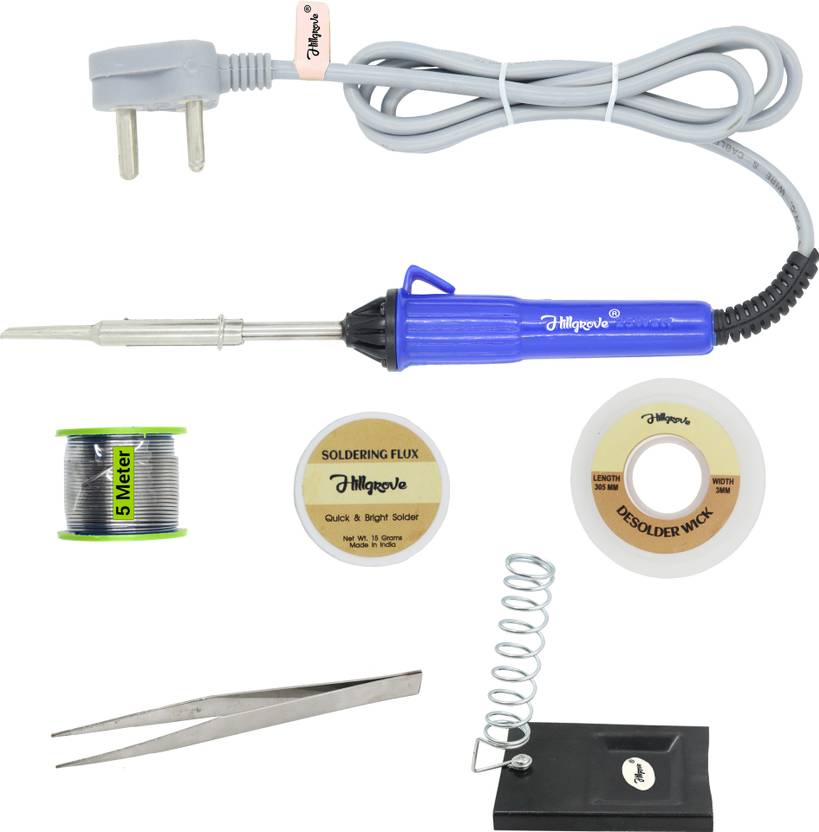 Hillgrove 6in1 25W Basic Soldering Iron Kit with 5 Meter Soldering Wire ...