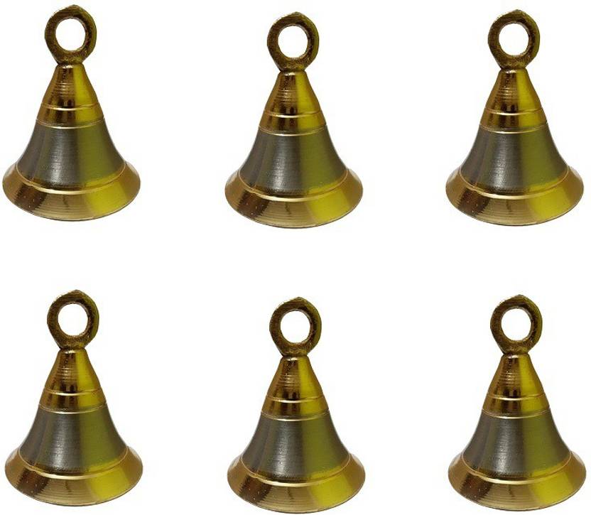 De-Ultimate Pack Of 6 Pcs Brass Round Small Size Pooja Puja Bells ...