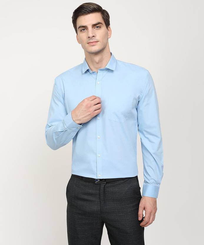V2 Retail Limited Men Solid Formal Blue Shirt - Buy V2 Retail Limited ...