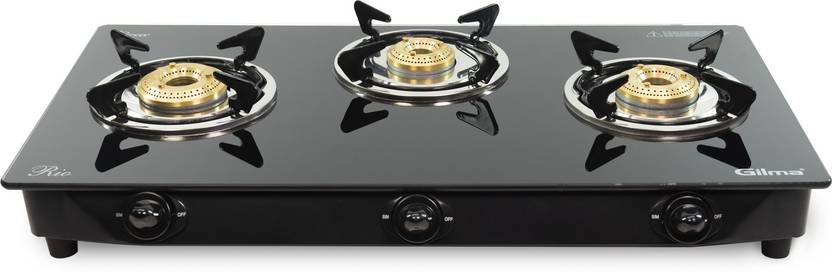 gilma Rio 3 burner Glass Cooktop Stainless Steel Manual Gas Stove Price ...