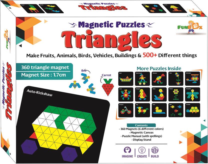 FUNBOX TOYS Magnetic Puzzles Triangle - Triangles With 360 Colourful ...