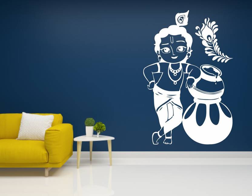 Maa Art World 58 cm Krishna Wall Sticker God krishna with matki wall ...
