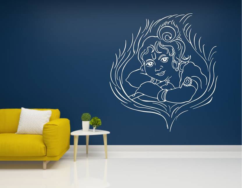 Decor studio 60 cm Krishna Wall Sticker God krishna with matki wall ...