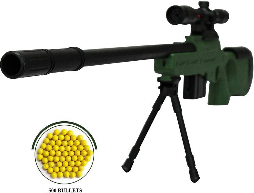 NHR AWM Sniper Toy Gun with 500 Bullets, Scope, Silencer,Tripod For ...