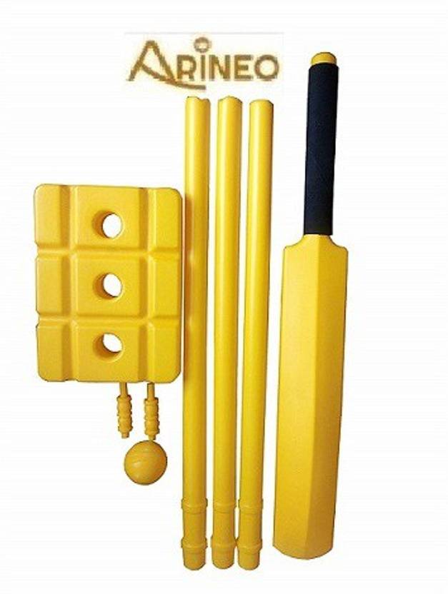 ARINEO Plastic Wicket Stump Set Pack of 3 with Stand and ONE Wind Ball ...