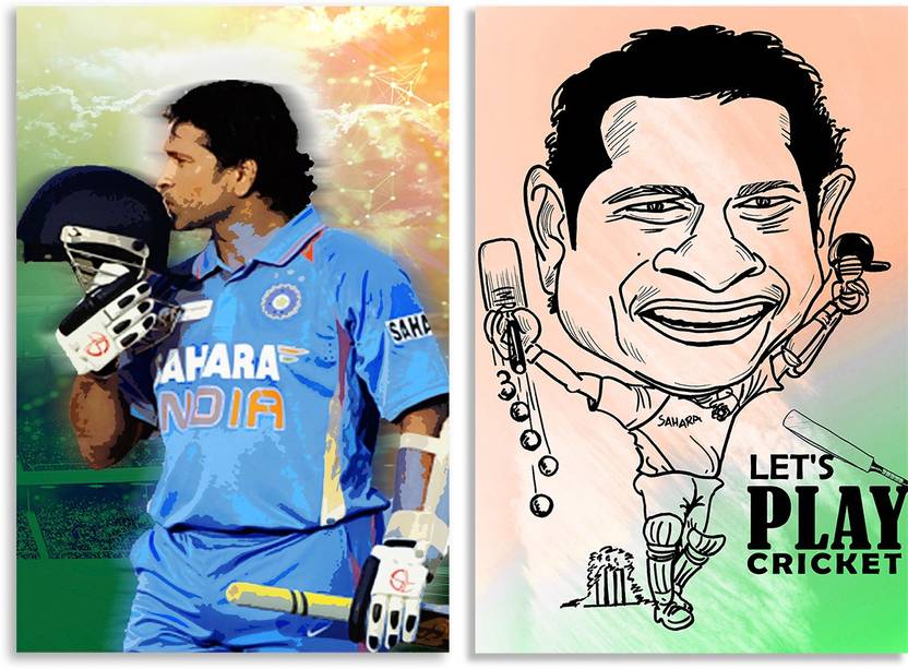 Sachin Tendulkar Cartoon Oil Painting Poster, Inspirational & Quirky ...