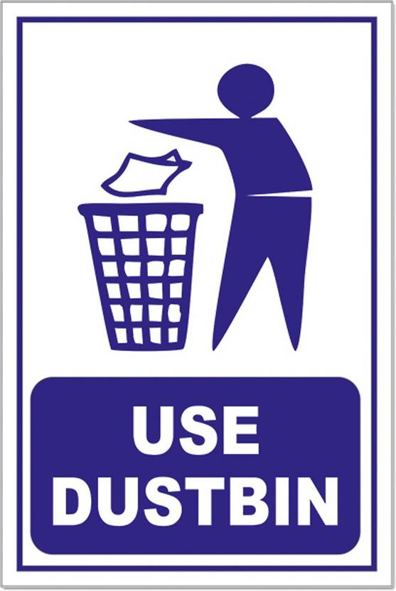 Masstone Use Dustbin Sign board 8 inch x 12 inch Emergency Sign Price ...