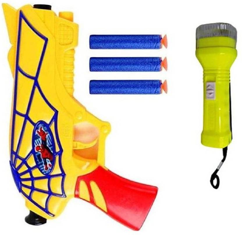 SFR Spider-Man Gun with 3 Soft Bullets Toys for Kids & Detective Light ...