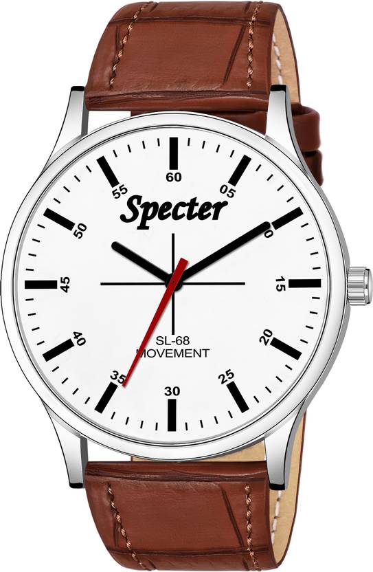 specter Official Analog White Round Dial Leather Strap Water Resistant ...