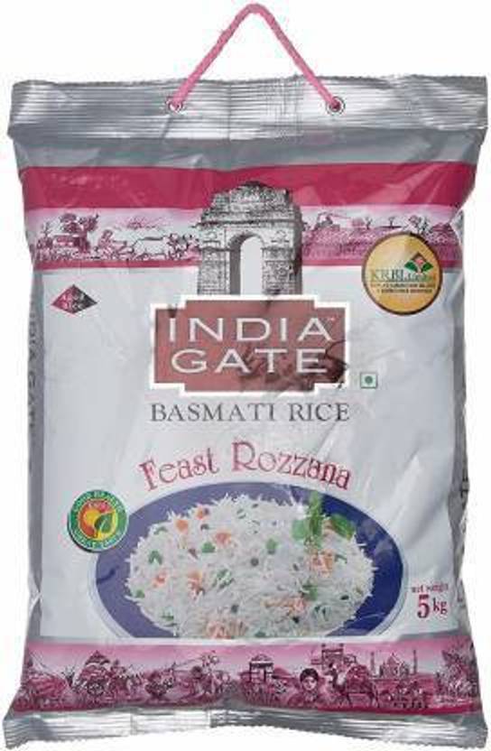 INDIA GATE Basmati Rice, Rozana, 5kg Basmati Rice (Long Grain) (5 kg ...