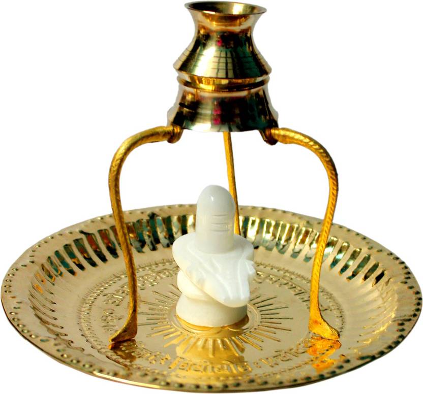 SBBCO White Shivling Shiva Ling/Shivling with Brass Plate, Kalash with ...