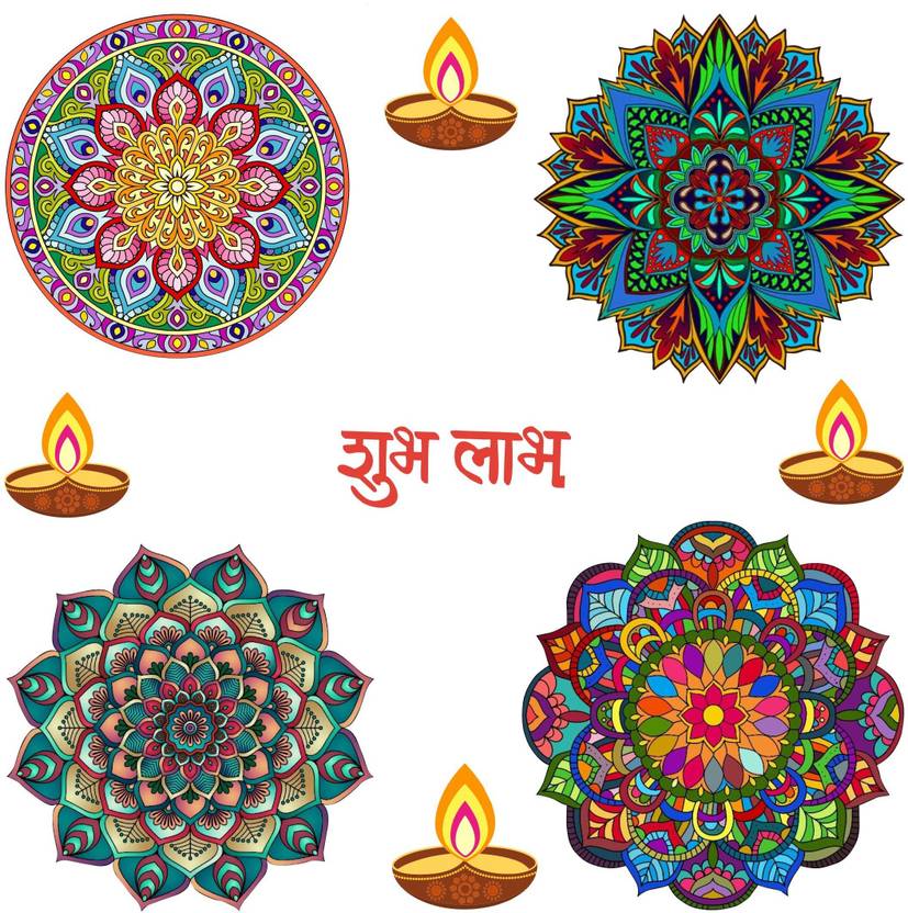 Devil designs 30 cm Floral Rangoli Combo Sticker for Diwali with Devil ...
