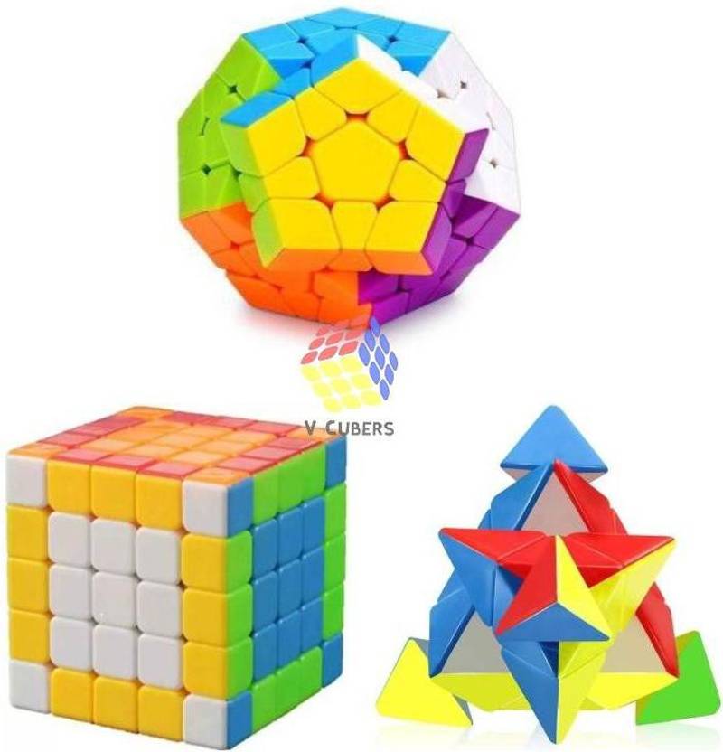 V Cubers 3 High Speed Cube Combo puzzle of Megaminx, 5x5, Pyraminx set ...