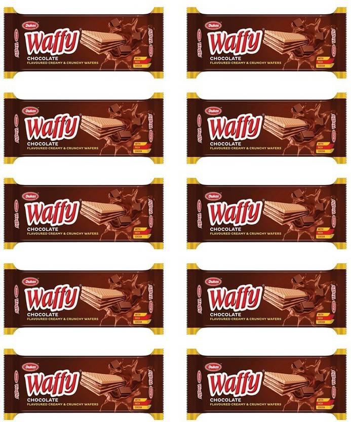 Dukes Waffy Chocolate Flavoured Creamy & Crunchy wafers (Pack of 10 ...