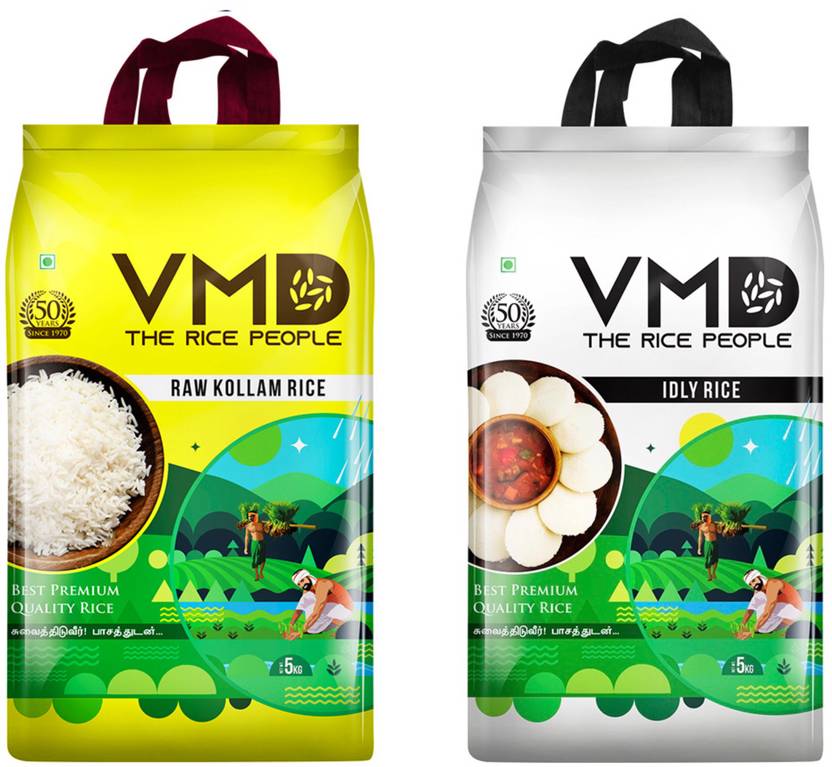 Vmd PREMIUM RICE COMBO ( Pack of 2 ) - 10 Kg Kolam Rice (Medium Grain ...