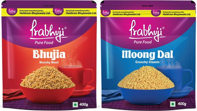 PRABHUJI PURE FOOD HALDIRAM BHUJIAWALA BHUJIA 400G + MOONG DAL 400g ...