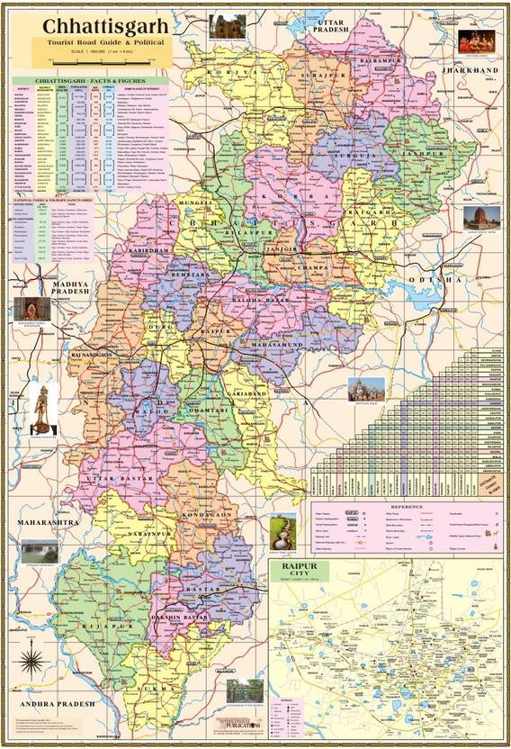 Chhattisgarh Map Size 100x70 Cm 40x28 Inch With Fact And Figure