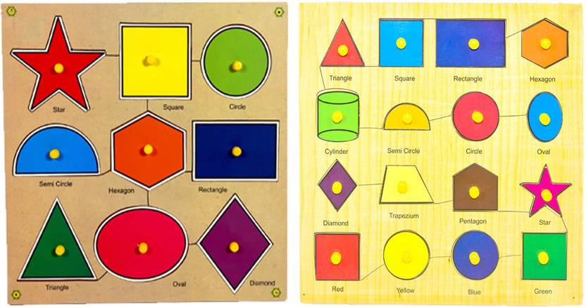 Toyvala Wooden Puzzle Board for Kids - 16 Colour and Shape & 9 ...