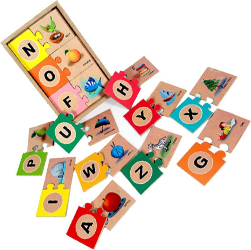 Toyvala Educational Jigsaw Wooden Alphabet Puzzle (ABCD With Images ...