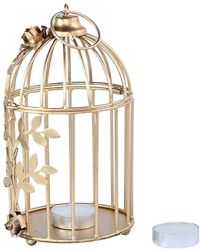HYATT CREATION Bird Cage Tea Light Cage Holder with Flower Vine for ...