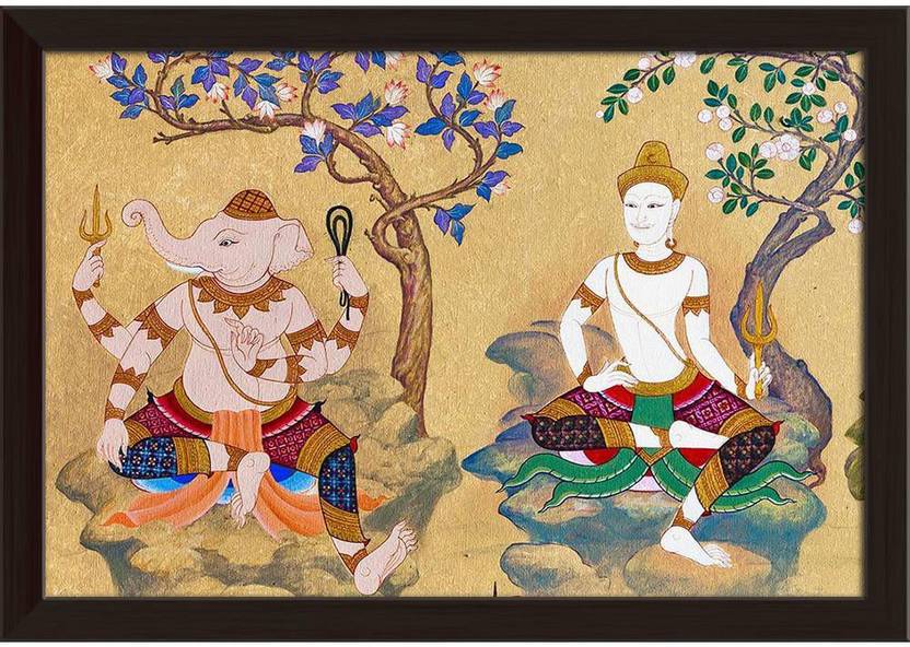 Hindu God Thai Style Art Artwork Bangkok Thailand Paper Poster Dark ...