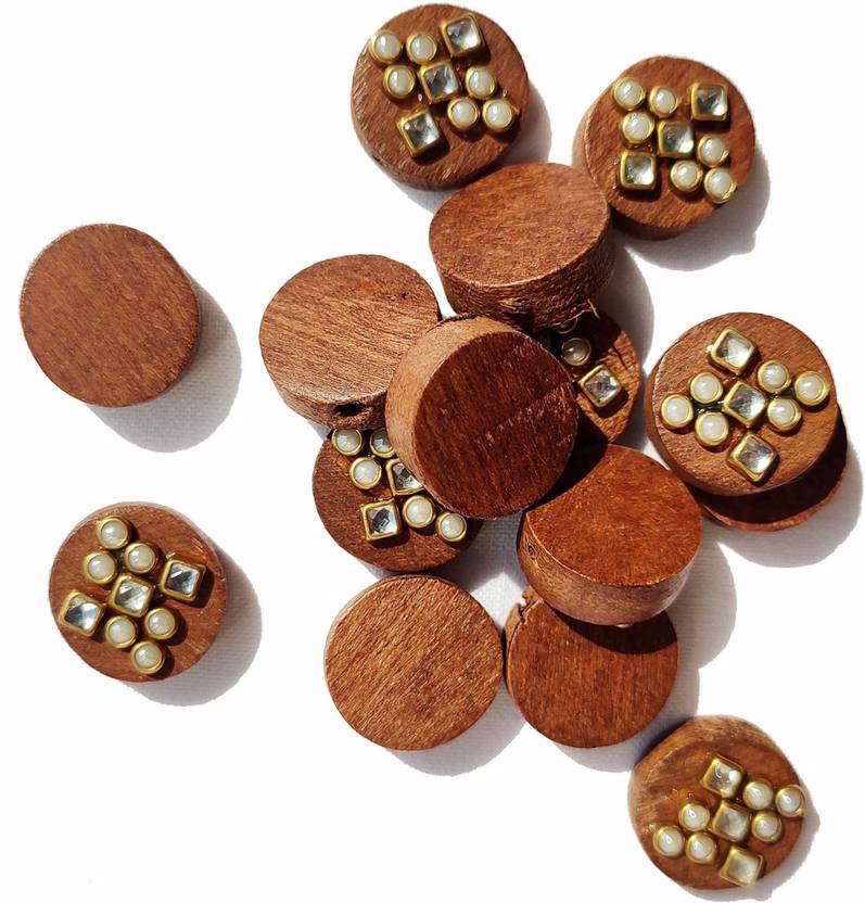 NAYAB CRAFTS Round Crystal Stone Wooden Home Decorative Item/ Buttons ...