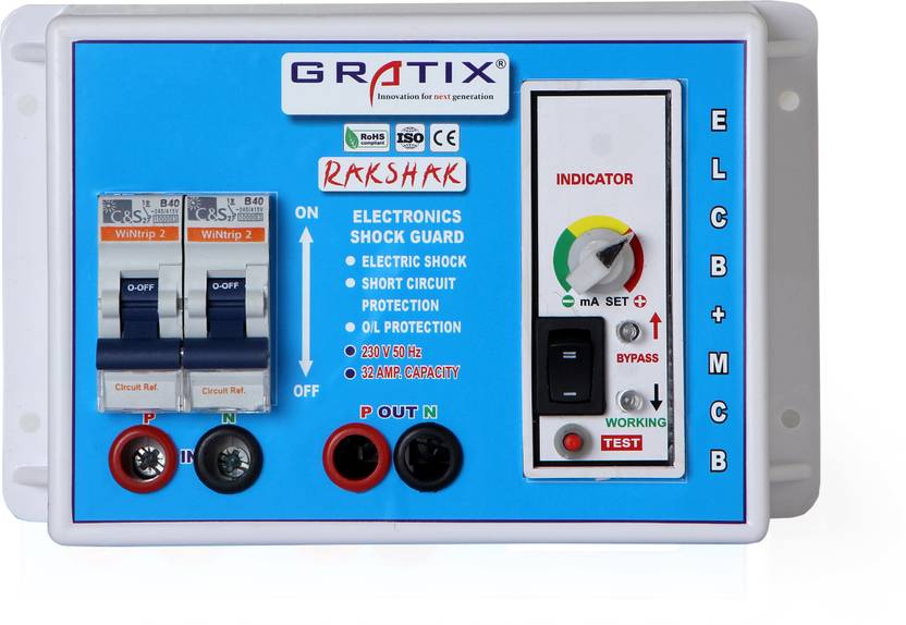 Gratix 40 amp ELCB+MCB (BOX type) 30 ma with ISI mark 2 MCB Price in ...