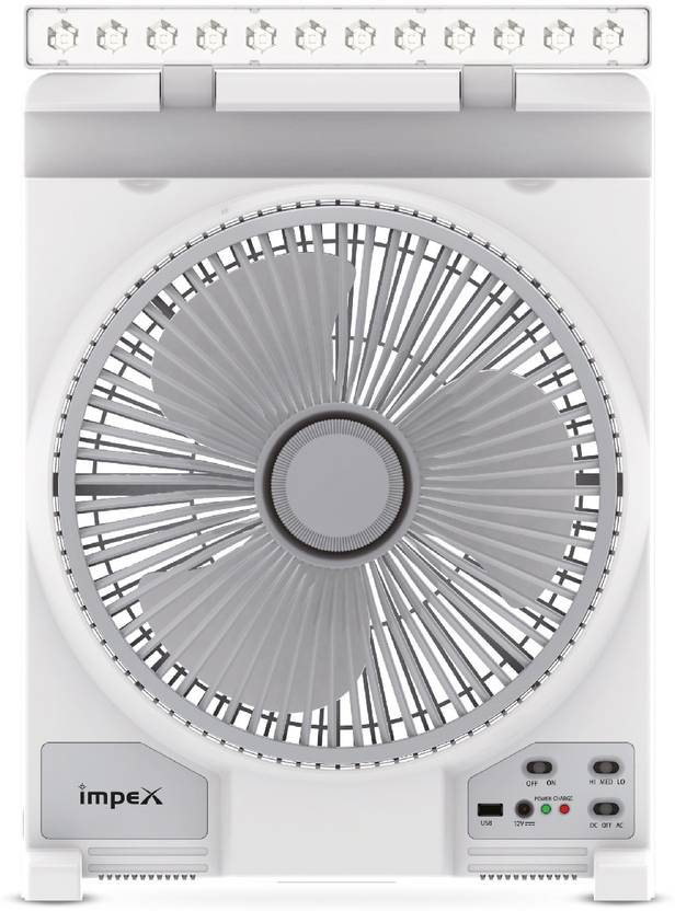 IMPEX Rechargeable Fan (BREEZE D4) with 36 PCS LED Light 3 Speed Mode ...