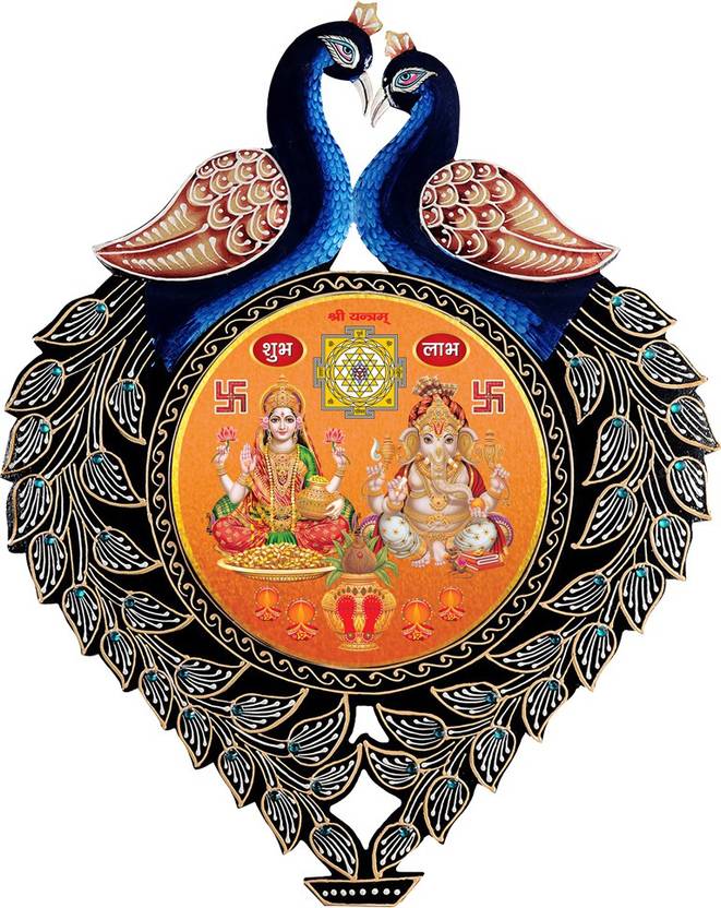 god & god's 51 cm Peacock Design With Laxmi Ganesha G Wall Sticker 863 ...