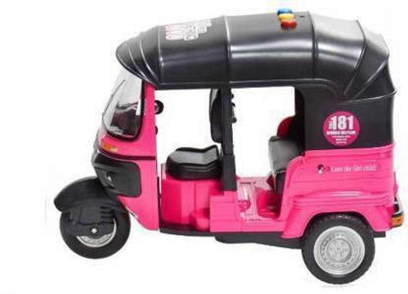 Pulsbery Jumbo Size Auto Rickshaw, Pink Auto, Friction Power Toy Trucks ...