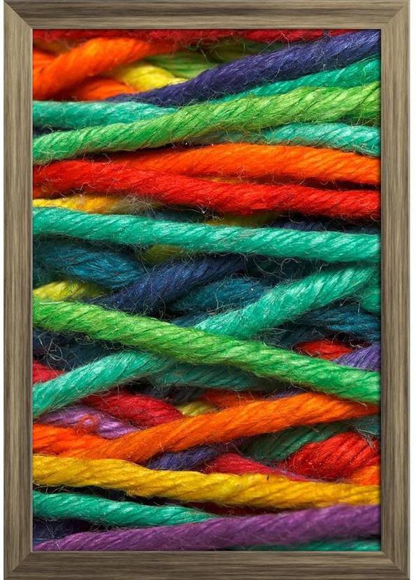 Multicolored Yarn Paper Poster Antique Golden Frame | Top Acrylic Glass ...