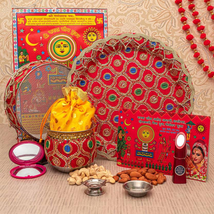 TIED RIBBONS Karwa Chauth Pooja Thali Gift Combo Pack with Karvachauth ...