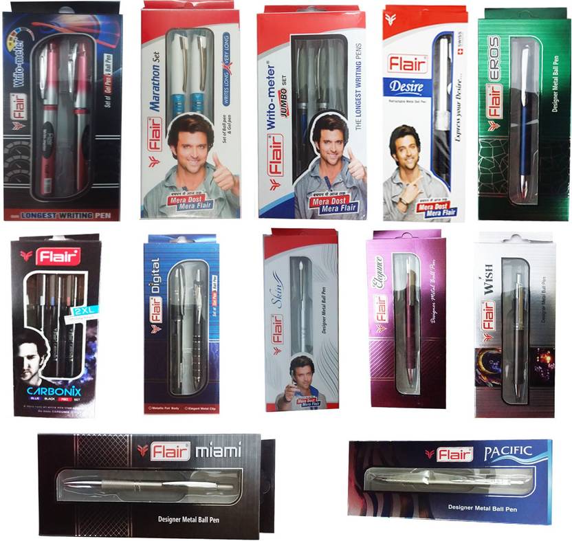 FLAIR 1 FLAIR MARATHON SET (BALL & GEL PEN) + 1 FLAIR DESIRE PEN+ 1 ...