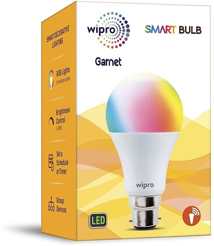 Wipro WiFi Enabled Smart LED Bulb B22 12-Watt (16 Million Colors + Warm ...