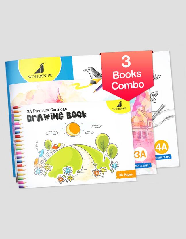 Woodsnipe Drawing for Kids | 2A, 3A & 4A Size Drawing Books | 36 White ...