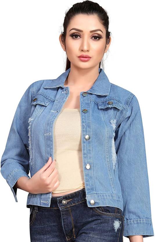 The Orange Shopee Full Sleeve Washed Women Denim Jacket - Buy The ...