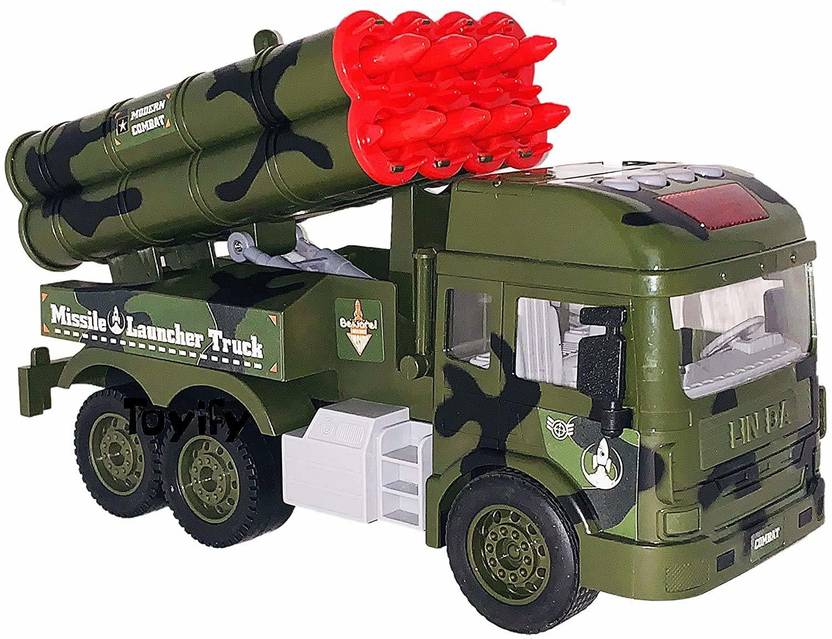 Crazy Toys Army Truck Missile Launcher With Light And Sound Pull Back ...