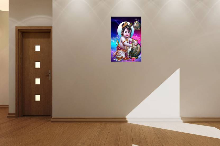 Religious Wall Sticker|Bal Gopal Poster|Krishna Eating Makhan Wall ...