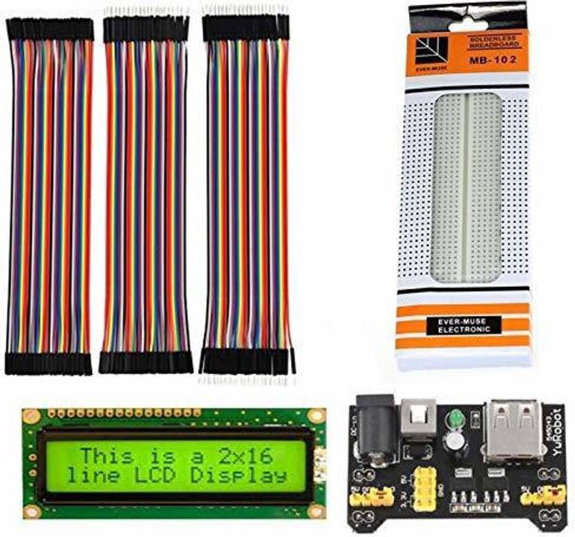 Techleads Basic Breadboard Kit With Lcd 16x2, Mb102 Breadboard, Power ...