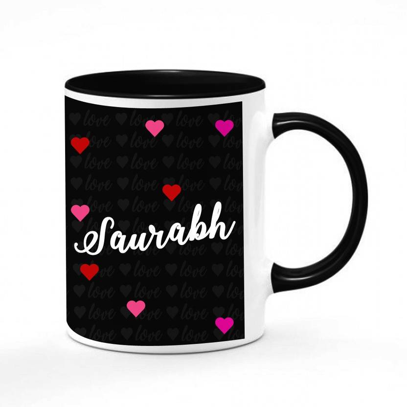 Gifts Zone Saurabh Name Printed Black Inner Handle, Best Gifts For ...