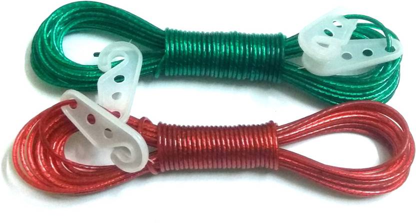 nawani 2 Pic 10M PVC Coated Stainless Steel Clothesline with Hooks ...