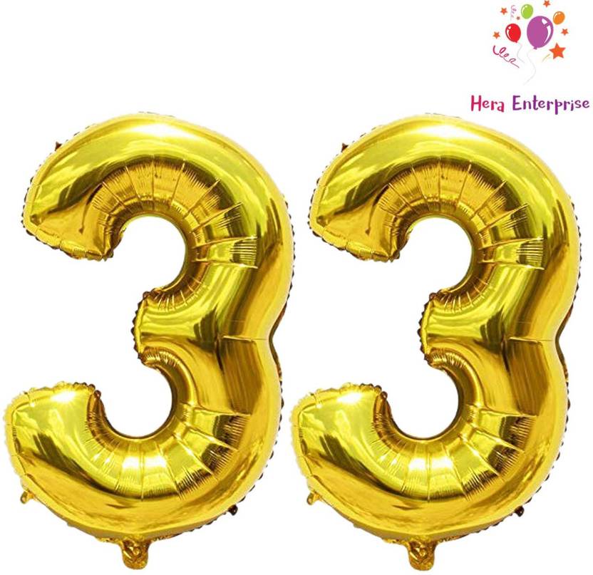 Flipkart.com | HERAENTERPRISE Solid 33 Number Foil Balloon 16" Inch ...