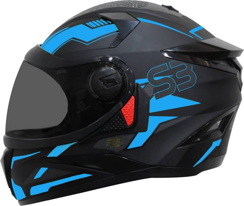 Steelbird SBH-17 Terminator Full Face Graphic Helmet in Matt Fluo Blue ...