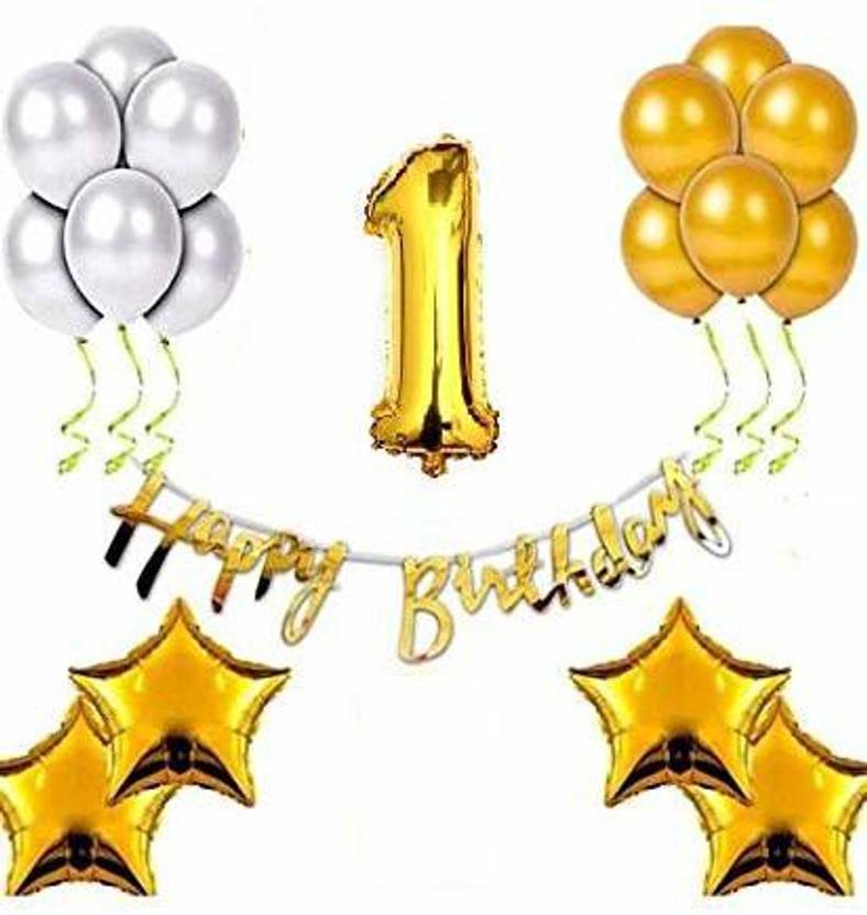 SV Traders 1st Birthday Special Combo-Golden Cursive Happy Birthday ...