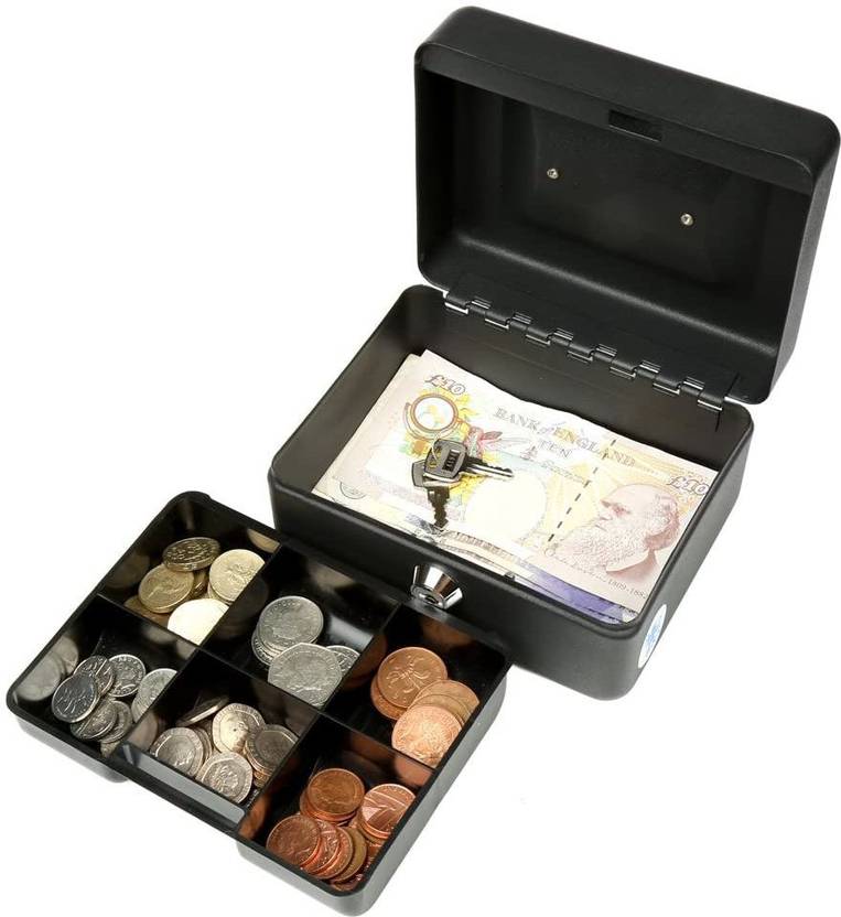 Crevizon Small Cash 6’’Einch Box with Key Lock, Portable Steel Cash ...
