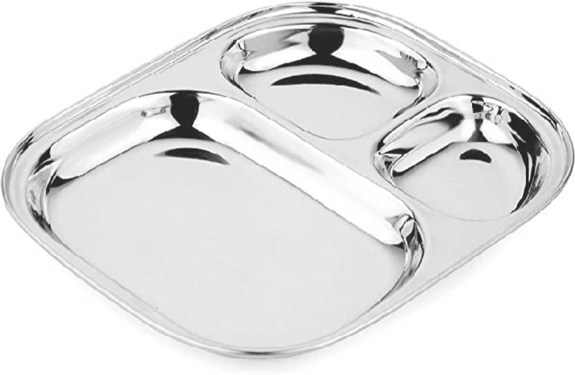 SHLINCO Steel Dynasty Small Pav Bhaji Thali/Compartment Plates ,10 Inch ...