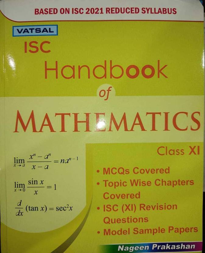 Vatsal ISC HandBook Of Mathematics - Class 11 (FOR 2021 EXAMS): Buy ...
