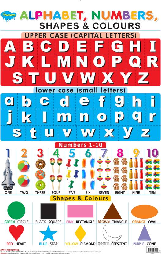 Alphabet Numbers Shapes & Colours Chart: Buy Alphabet Numbers Shapes ...
