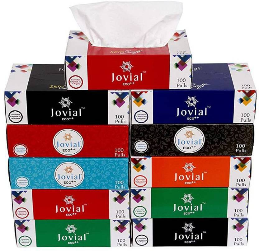 Jovial Eco ++ Skin Soft Disposable Face Tissues, 2 Ply 100 Pulls per ...