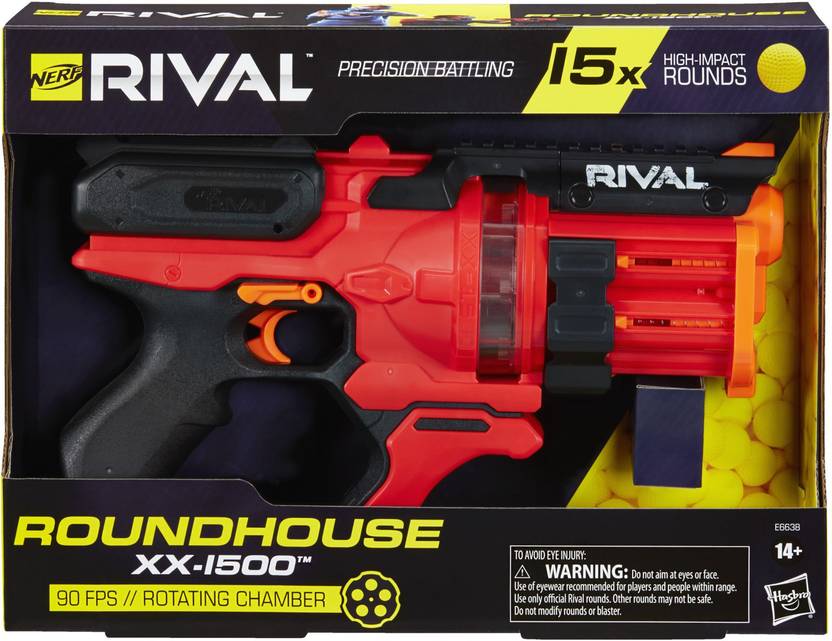 Nerf Rival Roundhouse XX-1500 Red Blaster, Clear Rotating Chamber Loads ...